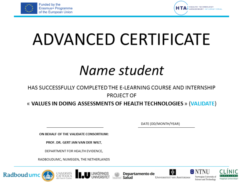 Certificate – VALIDATE Certificate – VALIDATE